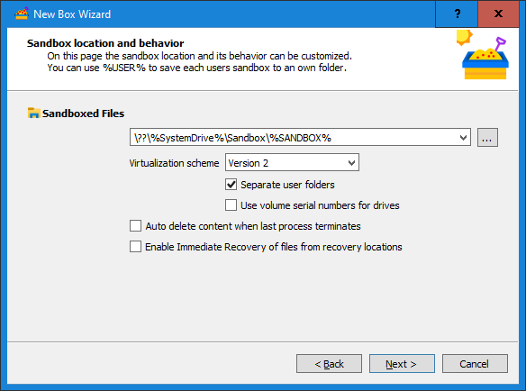 Pre-defined sandboxie location for each sandbox · Issue #2709 ...