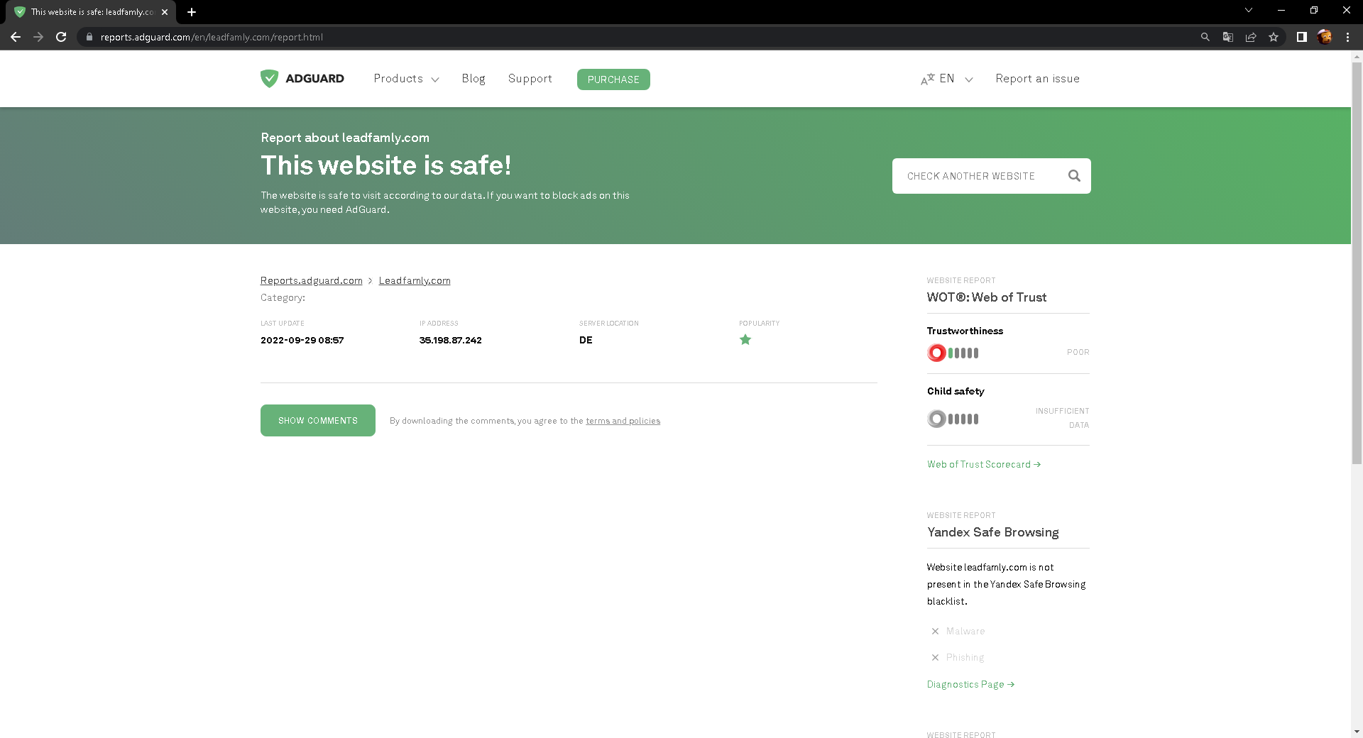 leadfamly.com · Issue #1055 · AdguardTeam/AdGuardSDNSFilter · GitHub