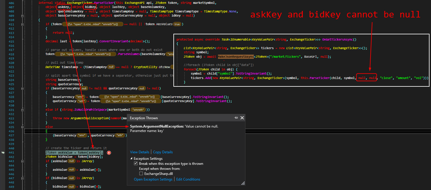 ExchangeHuobiAPI.OnGetTickersAsync() - System.ArgumentException: 'Accessed JArray values with ...