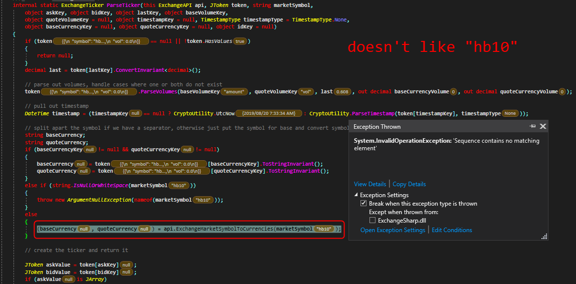 ExchangeHuobiAPI.OnGetTickersAsync() - System.ArgumentException: 'Accessed JArray values with ...