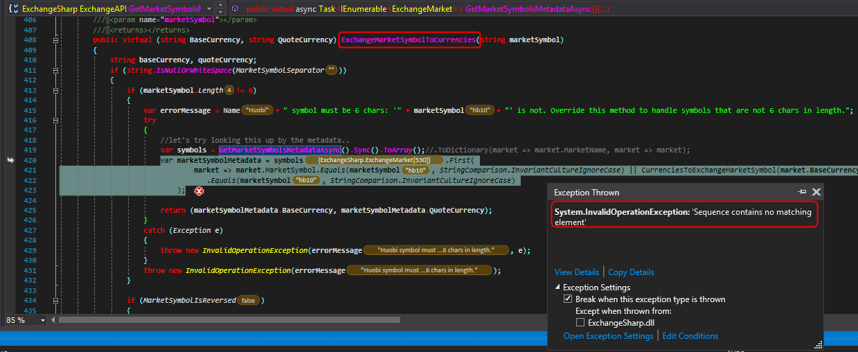 ExchangeHuobiAPI.OnGetTickersAsync() - System.ArgumentException: 'Accessed JArray values with ...