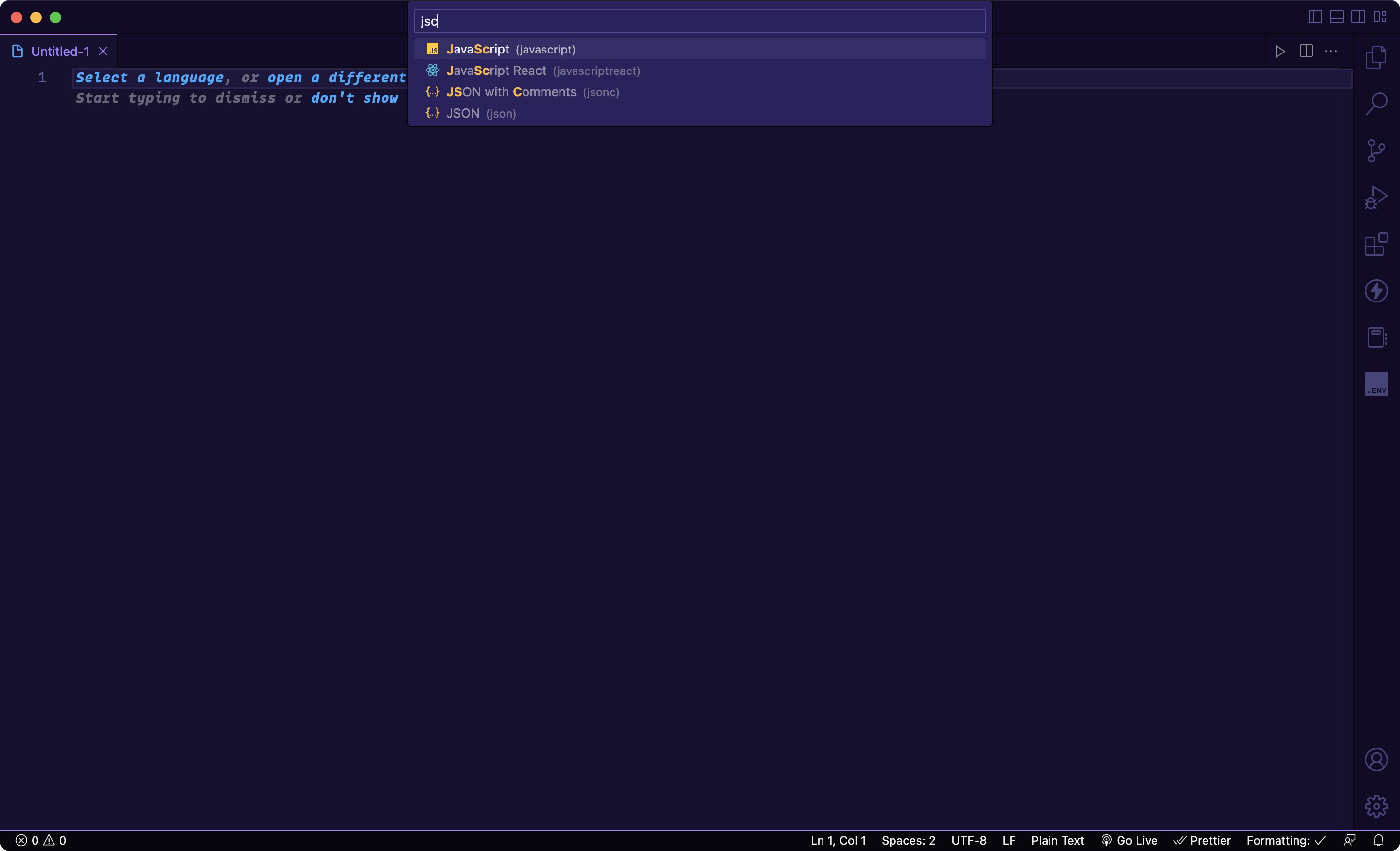 Vscode Create New File Javascript Language Switches To Env · Issue 66 · Dotenv Org Dotenv