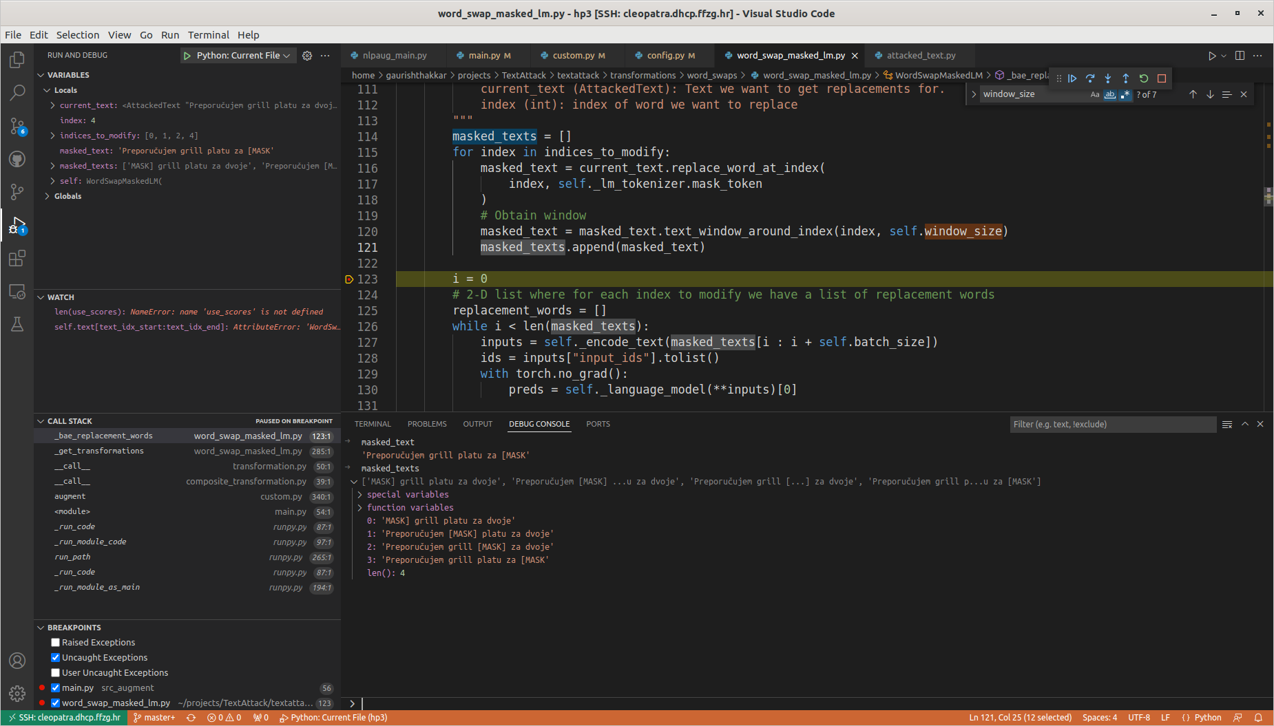Bug on mask_token being clipped for first and last sentence for word_swap_masked_lm · Issue #622 ...