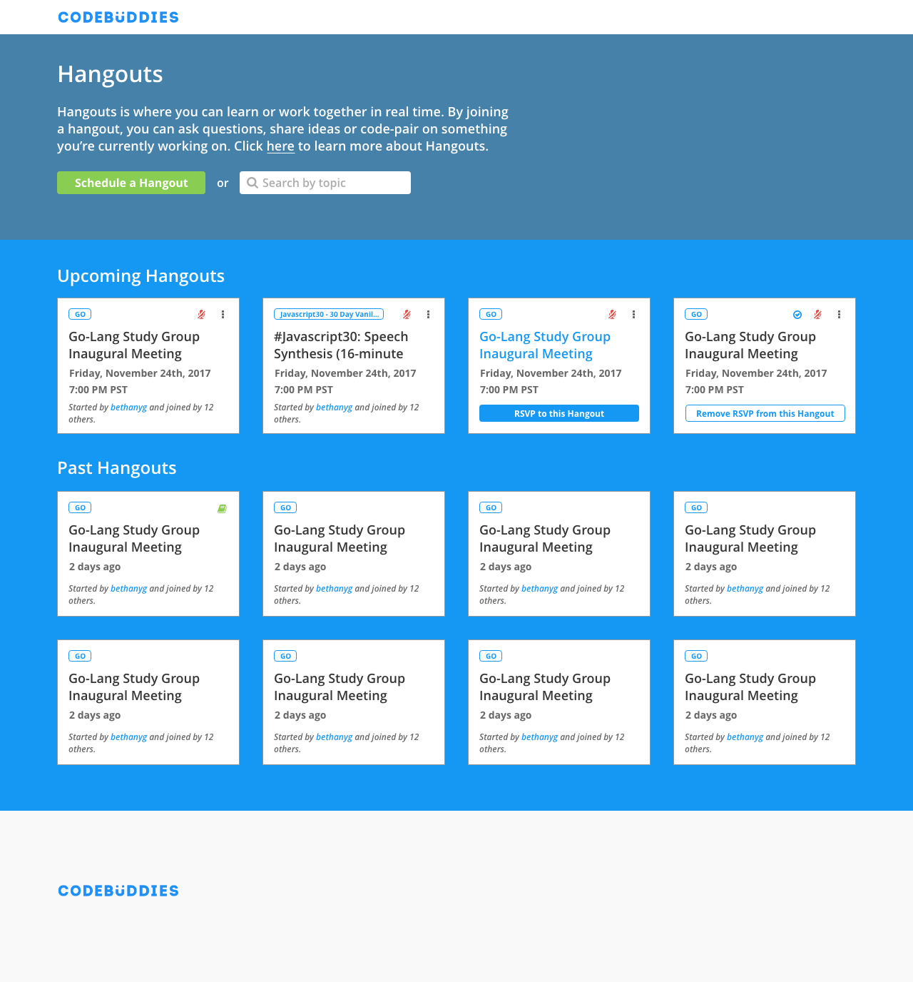 Redesign of /hangouts page · Issue #547 · codebuddies/codebuddies · GitHub