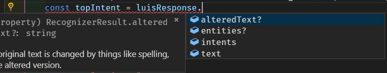 LuisRecognizer lacks complete typing · Issue #682 · microsoft/botbuilder-js · GitHub