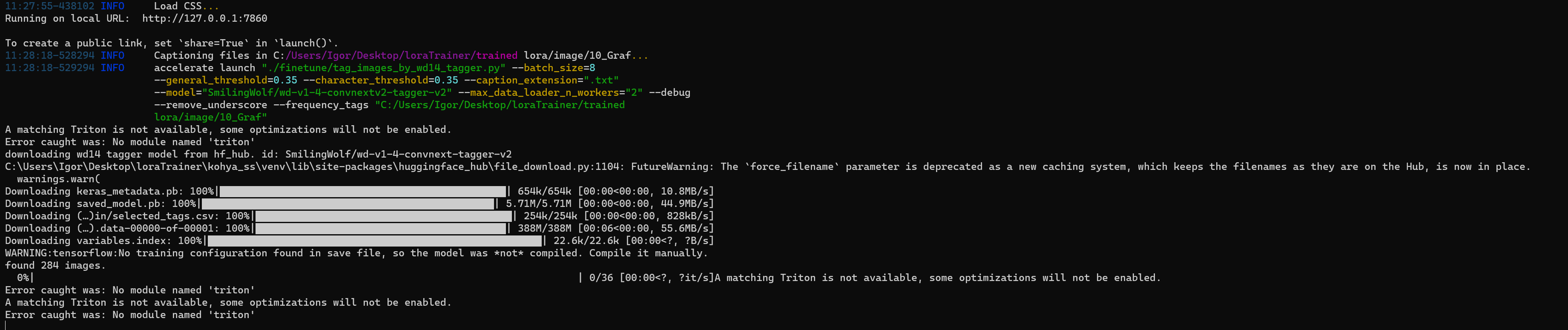 WD14 caption not working and training giving errors · Issue #1319 · bmaltais/kohya_ss · GitHub