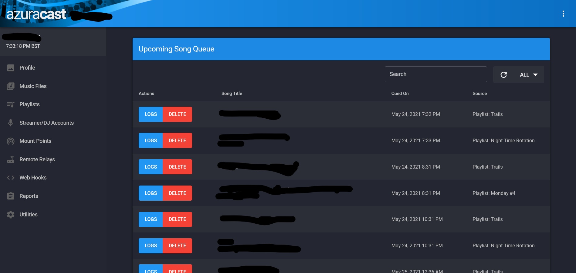 Upcoming Song Queue - next song time to play is tracking actual time ...