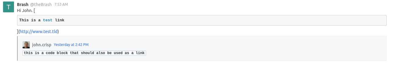 Markdown code block not interpreted as link text in 3.15.0 · Issue ...