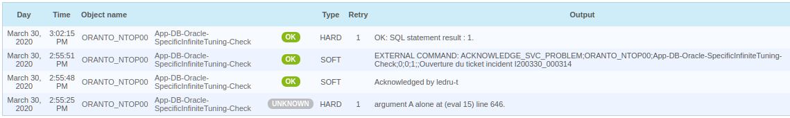 centreon_oracle.pl − mode "sql" − Unknown: argument A alone at (eval 15) line 646 · Issue #1910 ...