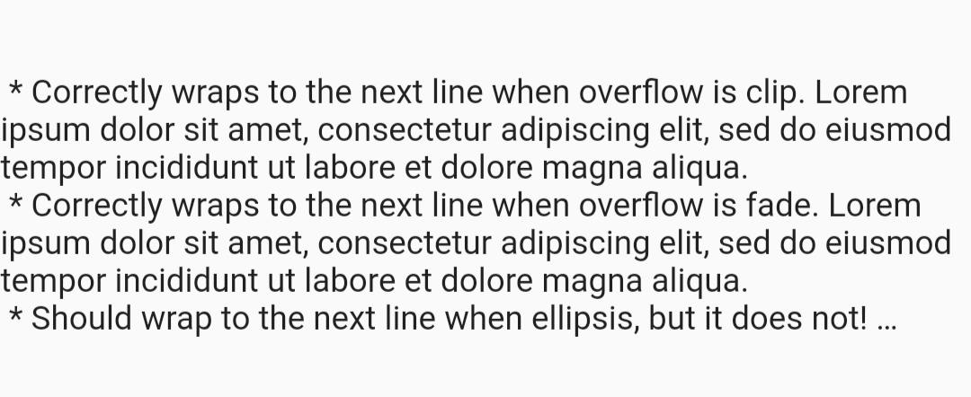 Flexible Text Overflow Ellipsis Softwrap False · Issue 26006 · Flutterflutter · Github