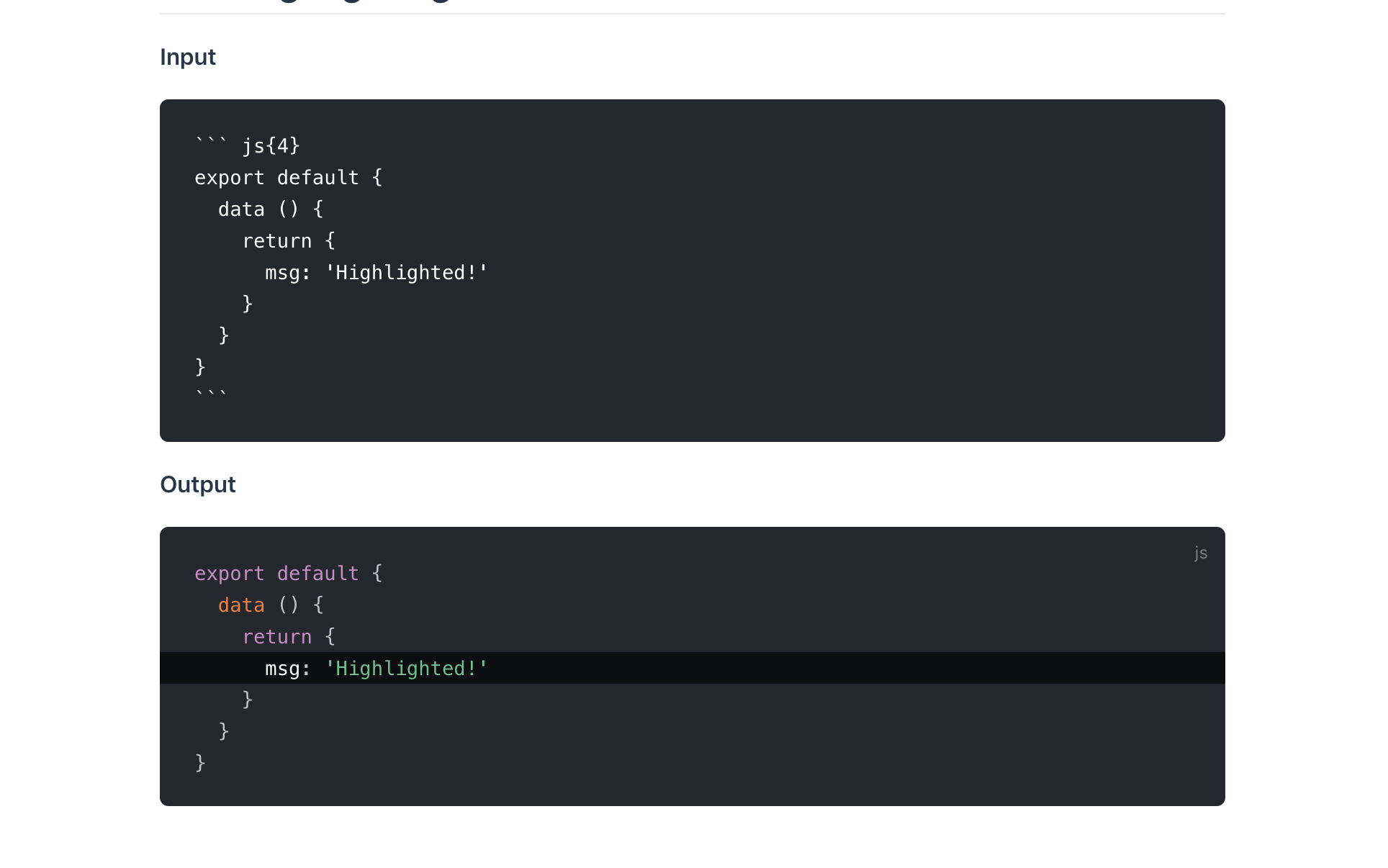 Missing Examples For Highlighting Range Of Lines In Code Blocks Issue