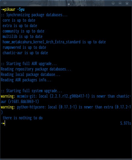 pikaur produces errors installing, pressing Enter at the end to reinstall package only works ...