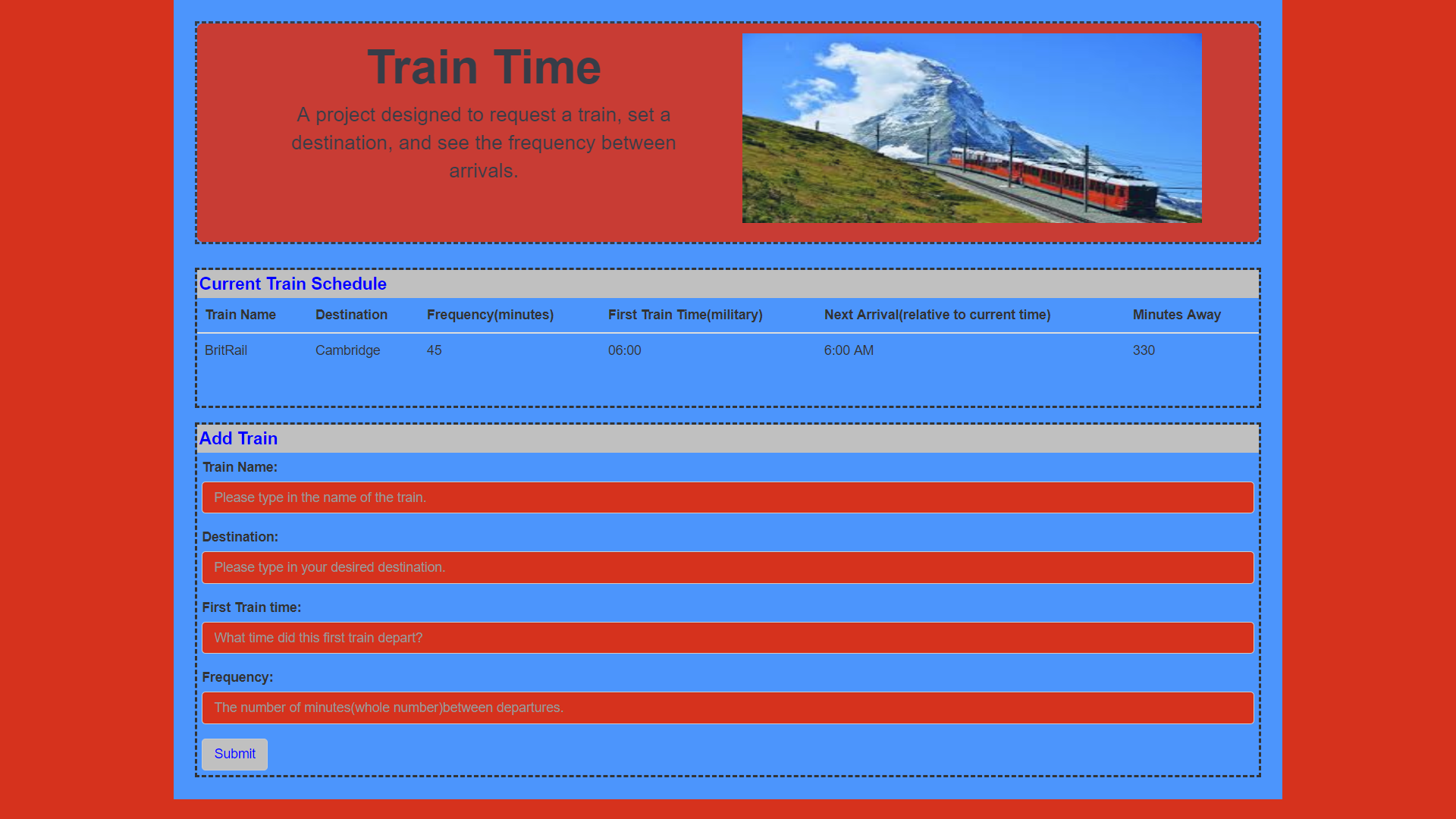 GitHub - Trie0037/TrainScheduler: Moment