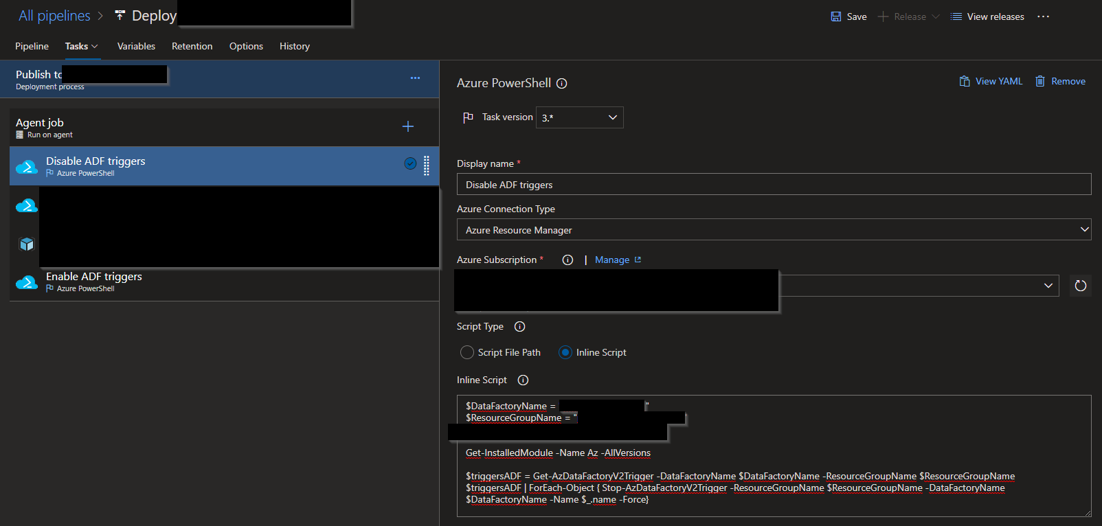 Can't Stop/Start triggers with inline powershell The Term is not ...