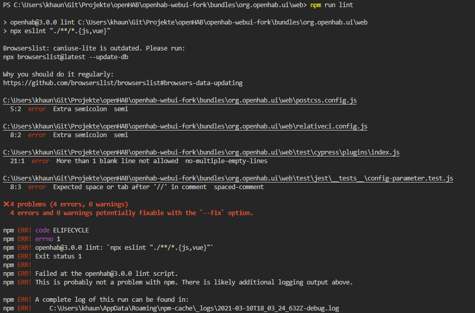 [MainUI - Development] lint scripts do not work on Windows · Issue #951 · openhab/openhab-webui ...