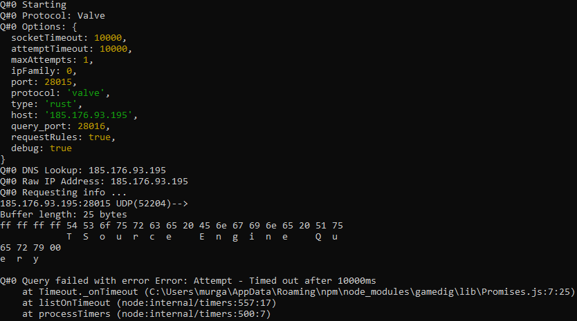 UDP timed out on Rust while online · Issue #333 · gamedig/node-gamedig · GitHub