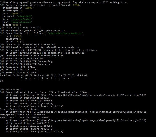 TCP Closed - Timed out after 2000ms · Issue #119 · gamedig/node-gamedig · GitHub