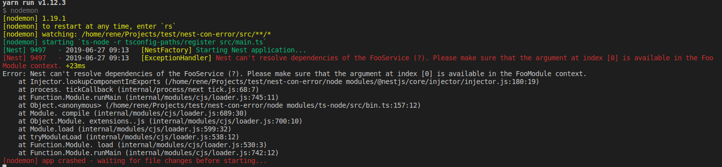 No Error Message Within Provider Constructors · Issue 2456 · Nestjsnest · Github