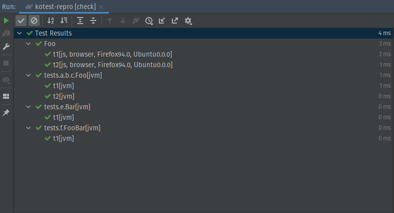 Multiplatform - only one common test gets executed on JS and time ...