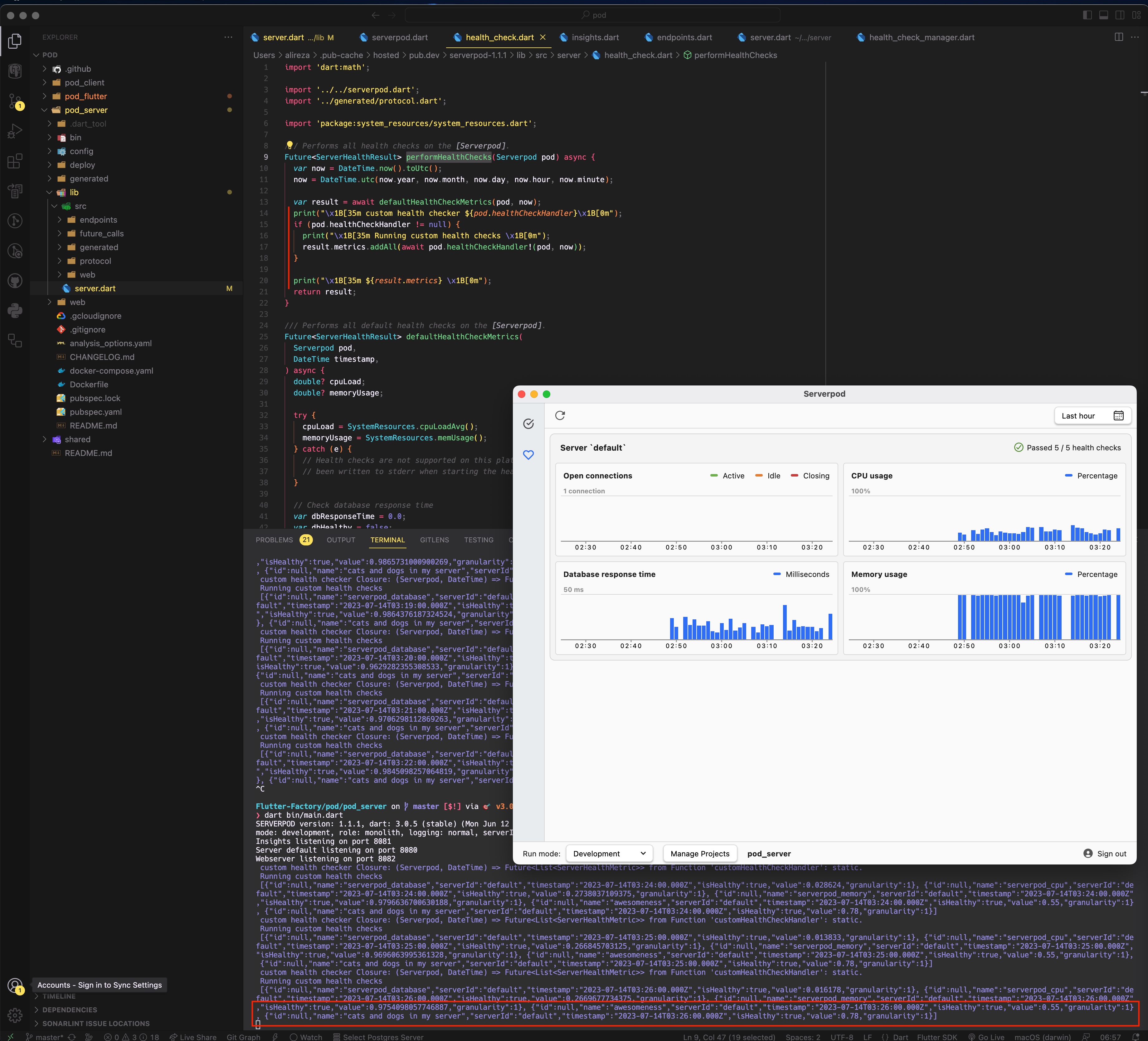 Custom health checks don't appear on Insights app · Issue #1168 · serverpod/serverpod · GitHub