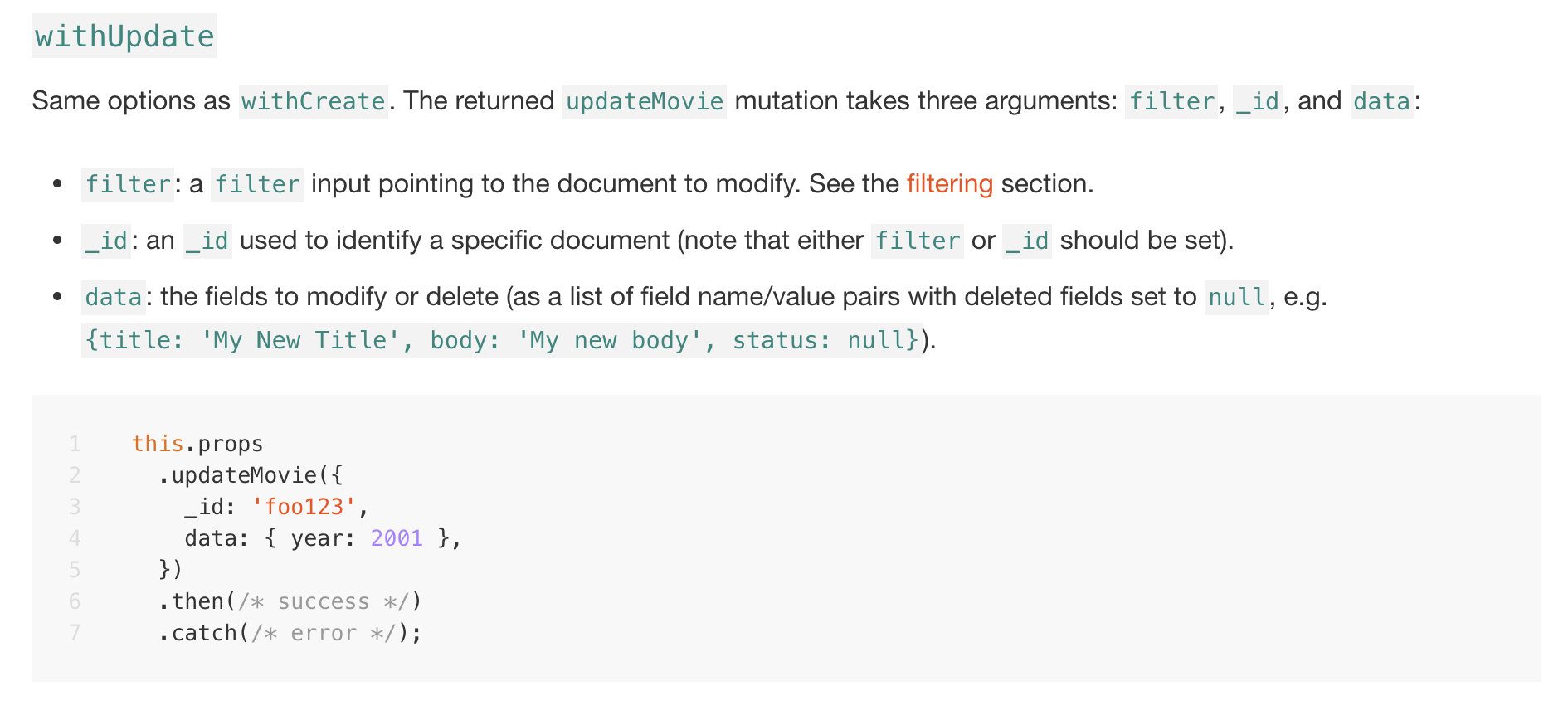 "withUpdate" has incorrect description in document · Issue #163 · VulcanJS/Vulcan-Starter · GitHub