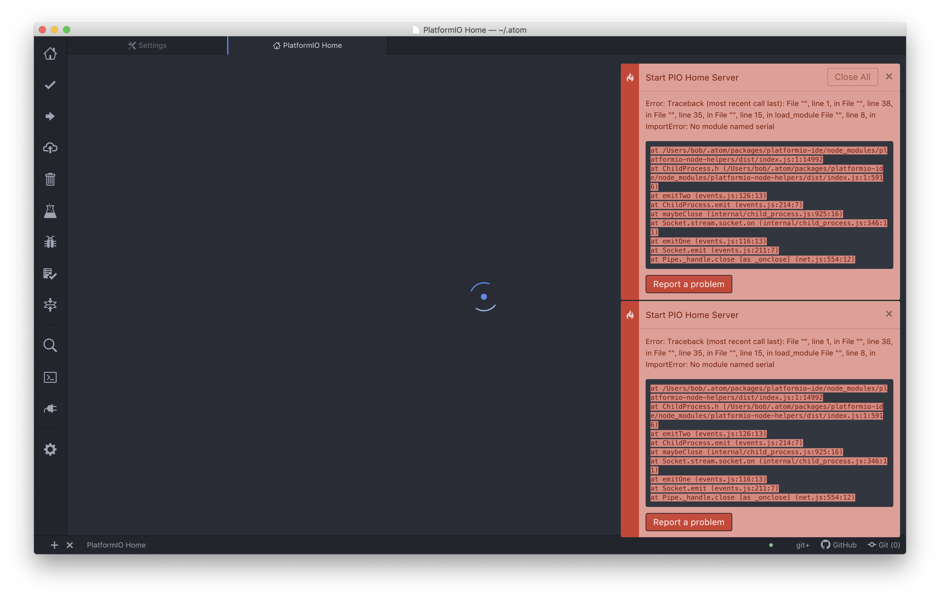 Start PIO Home Server · Issue #2125 · platformio/platformio-atom-ide · GitHub