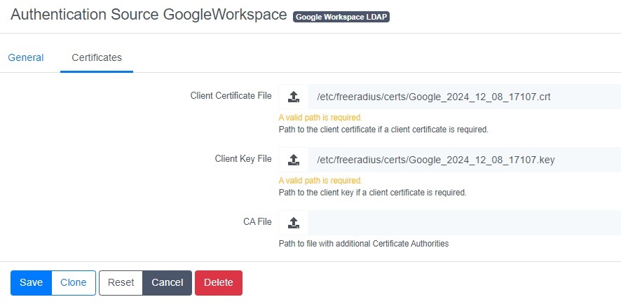 Authentication Source Configuration Ldap Errors Certificate Uploading Issues · Issue