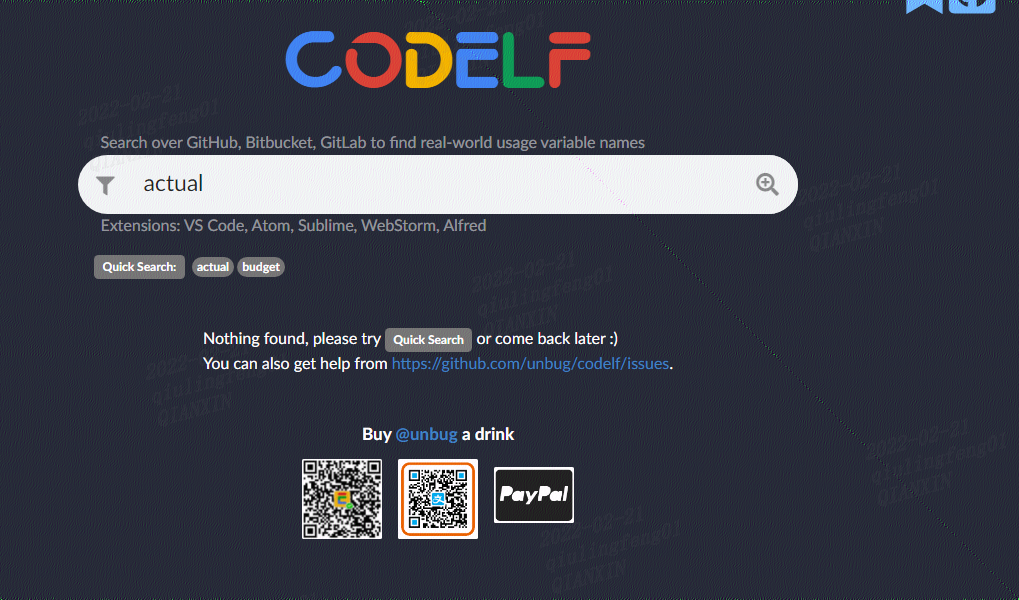 检索无结果 · Issue 115 · Unbug Codelf · Github