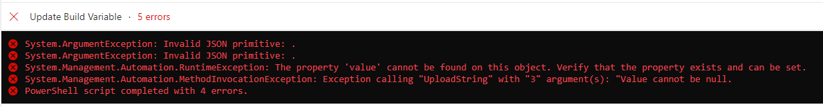 Invalid JSON primitive: . · Issue #374 · rfennell/AzurePipelines · GitHub