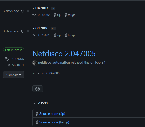 new releases not correctly tagged? · Issue #799 · netdisco/netdisco · GitHub