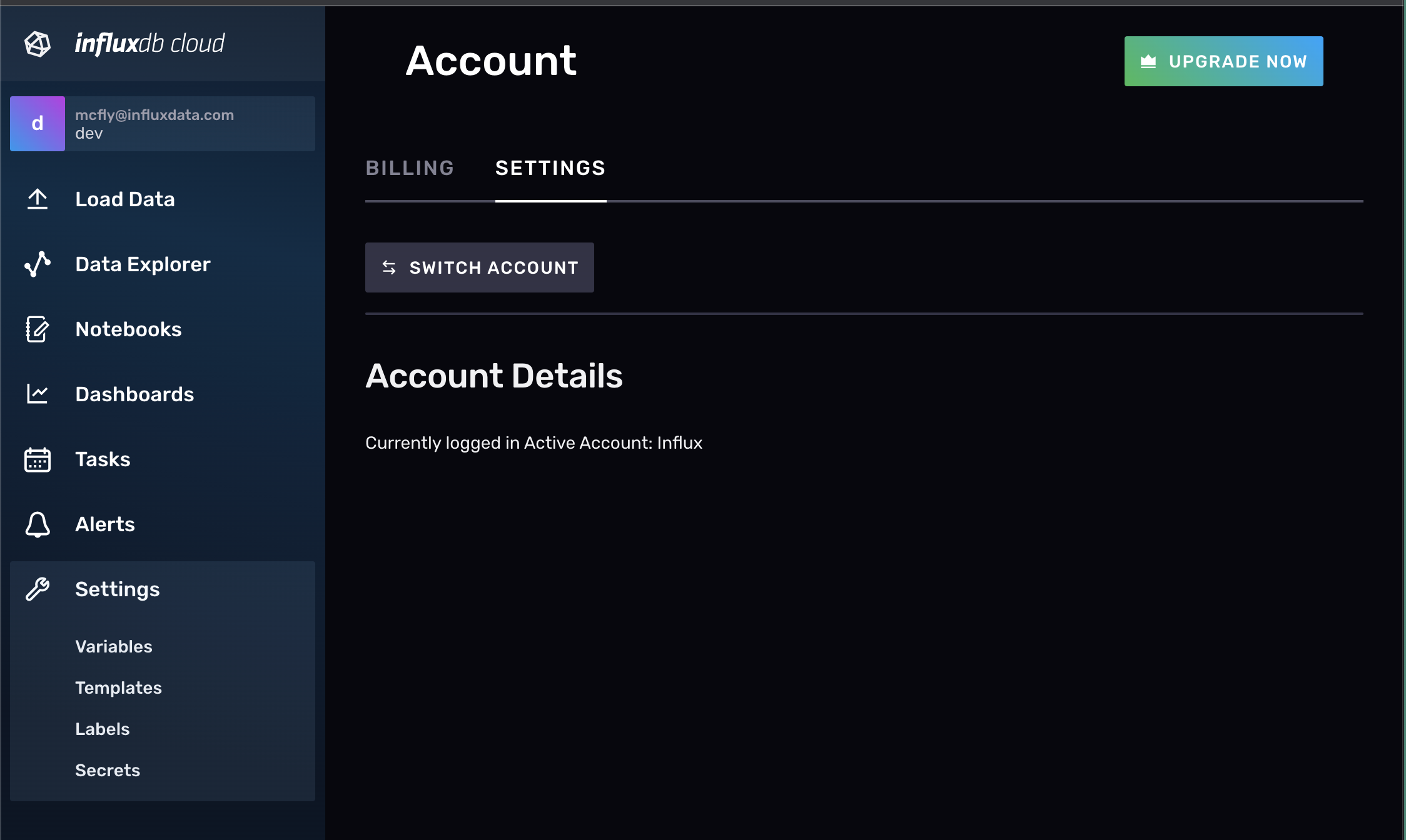 phase1 : add switch account functionality, account settings page and adjust menu · Issue #3243 ...