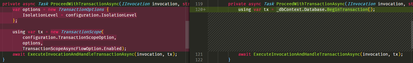 TransactionScope + UseXaTransactions=false -> System.NotSupportedException: 'Multiple ...