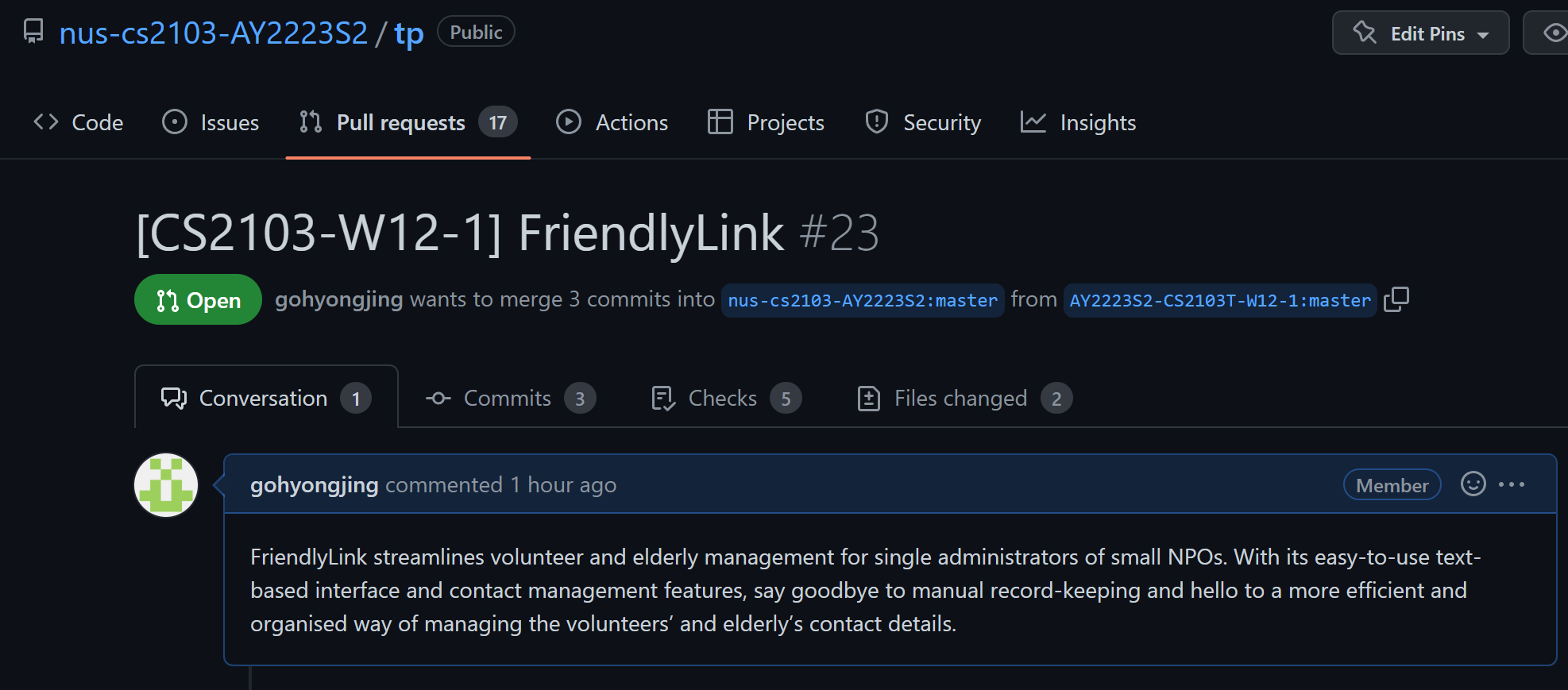 Create a team PR to [nus-cs2103-AY2223S2/tp] master branch. · Issue #7 · AY2223S2-CS2103T-W12-1 ...