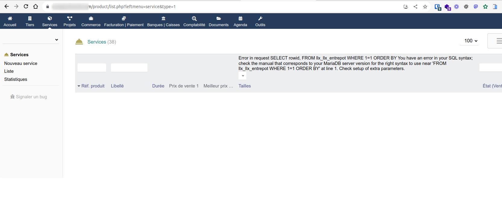 Error on SQL query on List of services pages · Issue #26369 · Dolibarr/dolibarr · GitHub