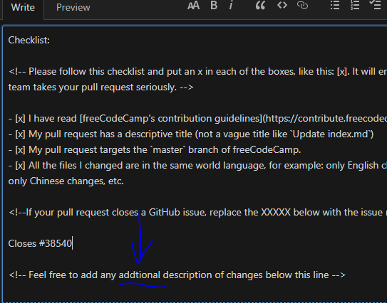 Typo in the PR template · Issue #38715 · freeCodeCamp/freeCodeCamp · GitHub