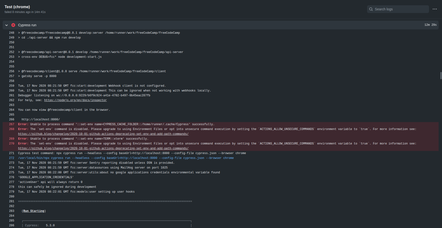 All Cypress Ci Failing Due To Github Removing Set Env And Add Path Commands · Issue 40252