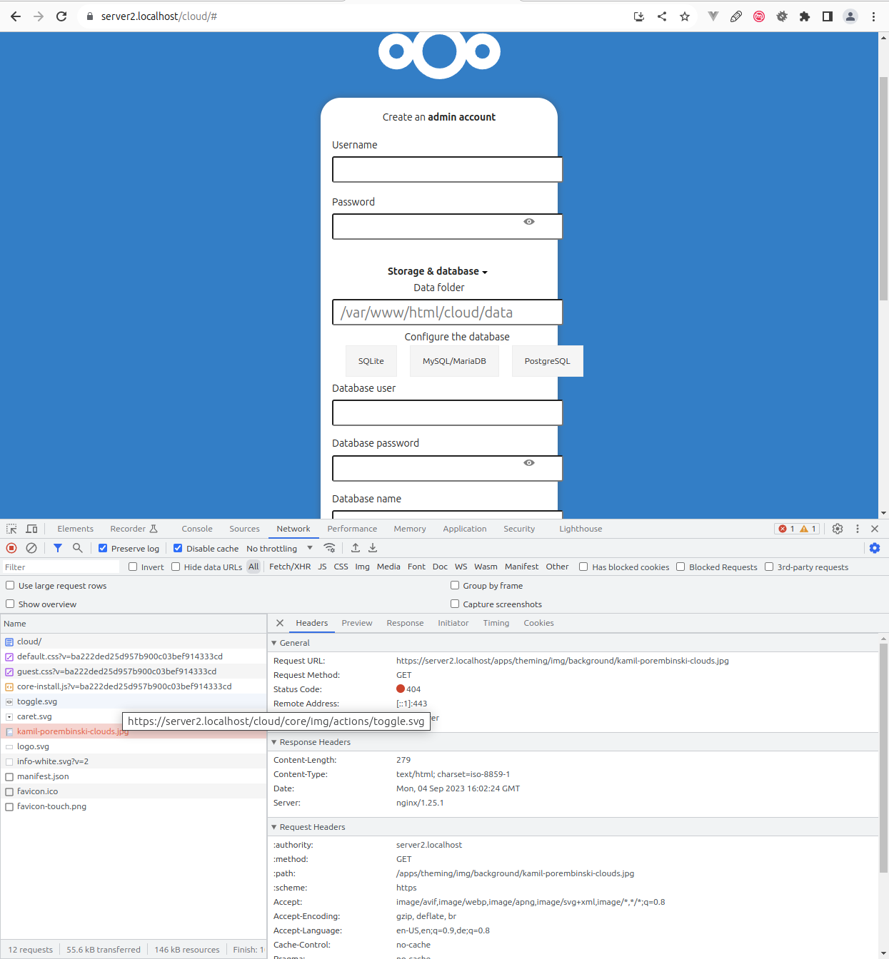 [Bug]: Background image for the setup page is not loaded if installed in a subdirectory (28 ...