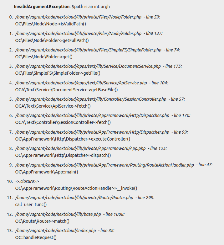 Rich workspace: Trying to access array offset on value of type int at /lib/private/Files/Node ...