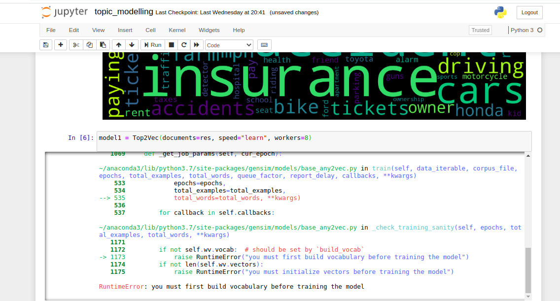 Runtime Error · Issue 36 · Ddangelov Top2vec · Github