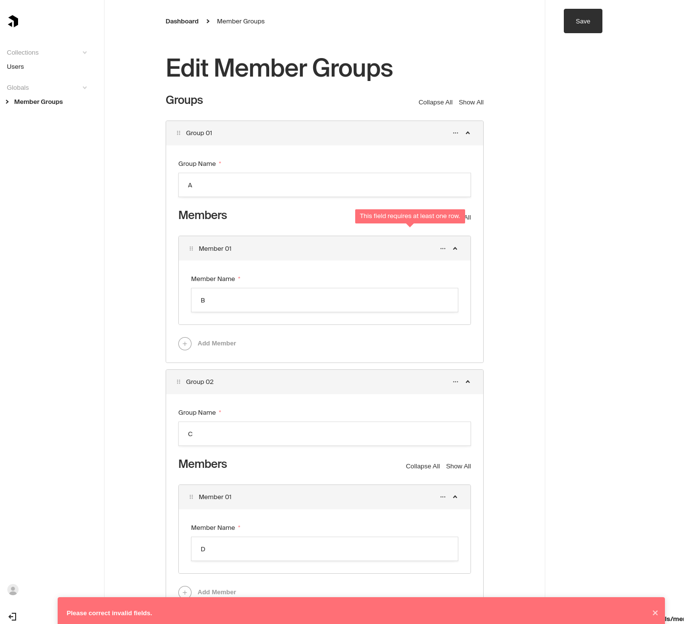 Can't save Global with nested lists · Issue #1357 · payloadcms/payload · GitHub