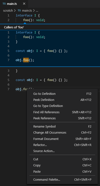 Peek Call Hierarchy Context Menu Not Available While Peek Is Open · Issue 84740 · Microsoft