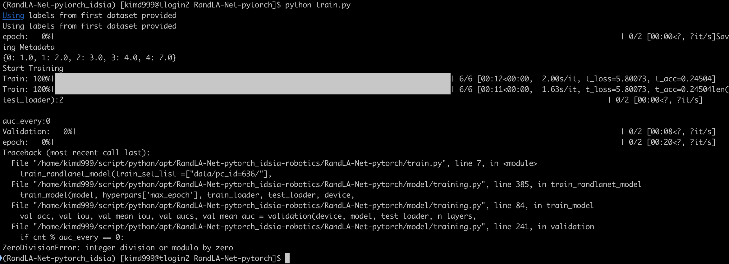 ZeroDivisionError · Issue #4 · idsia-robotics/RandLA-Net-pytorch · GitHub