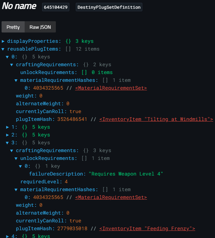 PlugSets do not contain CraftingRequirements for Hafts, Magazines, etc · Issue #1629 · Bungie ...