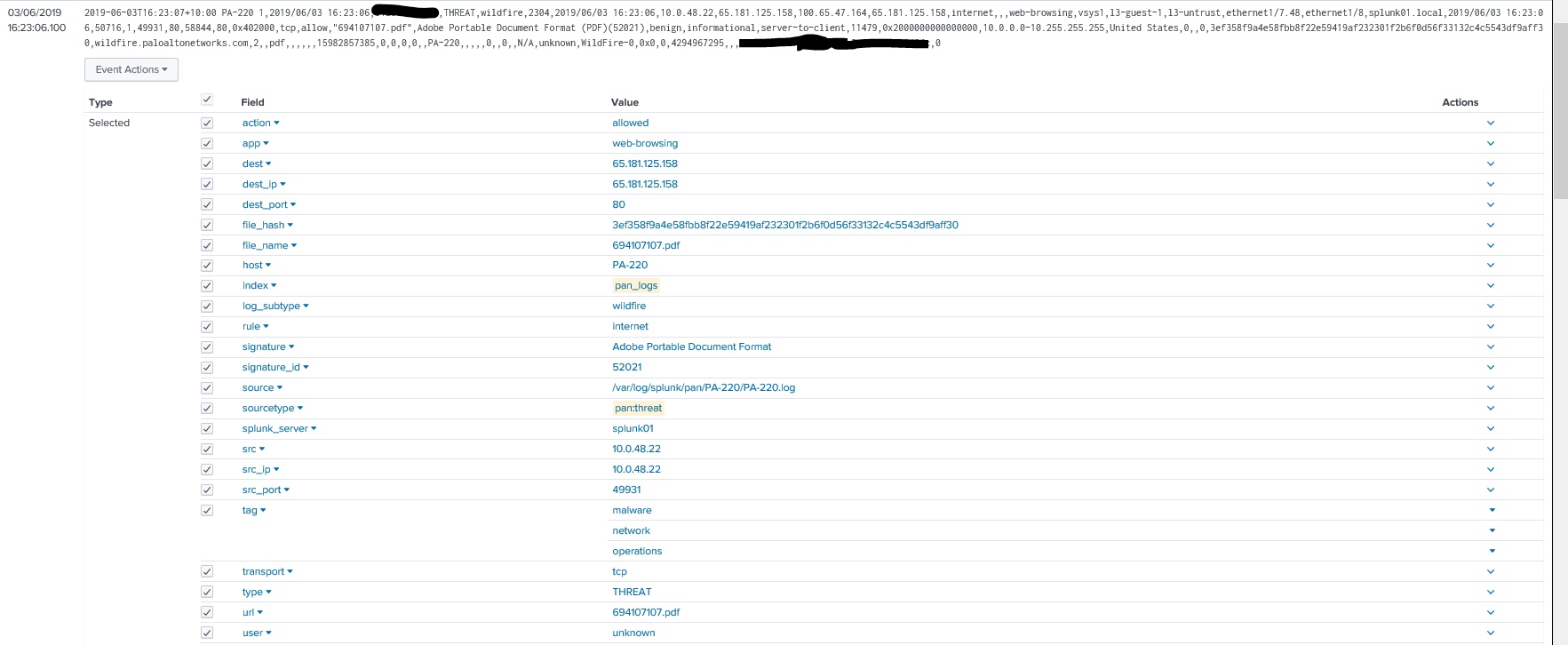 Extraction issues for THREAT log_subtype spyware (v.6.1.1) · Issue #110 ...