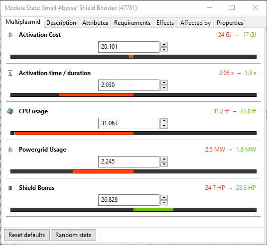 Abyss Activation Time Duration Values In The Mutaplasmid Module Stats Tab Are Displayed In Ms