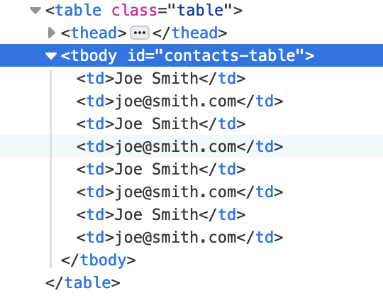 Problem with inserting a new row in a table with hx-swap-oob