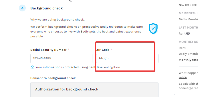 User is allowed to complete the section 'ZIP code' with letters- 'ZIP ...