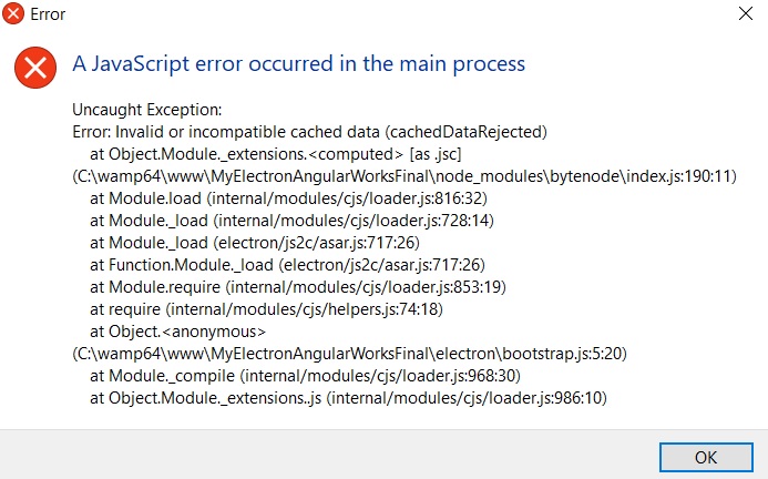A JavaScript error occurred in the main process · Issue #43 · bytenode ...