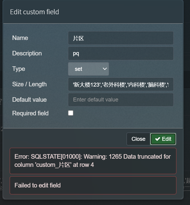 I can't modify Field type(set type) of Custom fields · Issue #3321 · phpipam/phpipam · GitHub