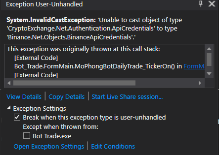Version 8.3.1 to Version 8.4.0 got the Error 'Unable to cast object of type 'CryptoExchange.Net ...